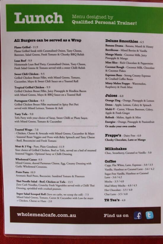 Menu at Bonza Beans Cafe, Darlinghurst