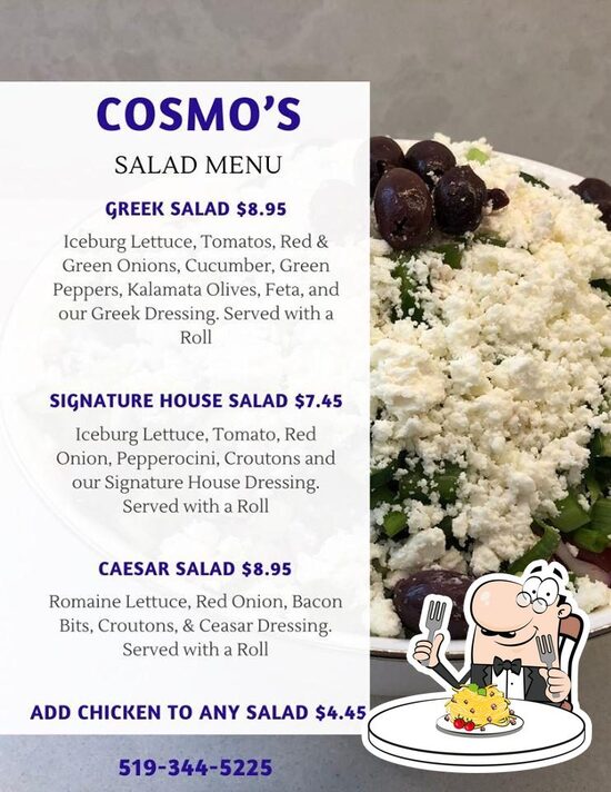 Menu at Cosmo's Family Restaurant, Sarnia