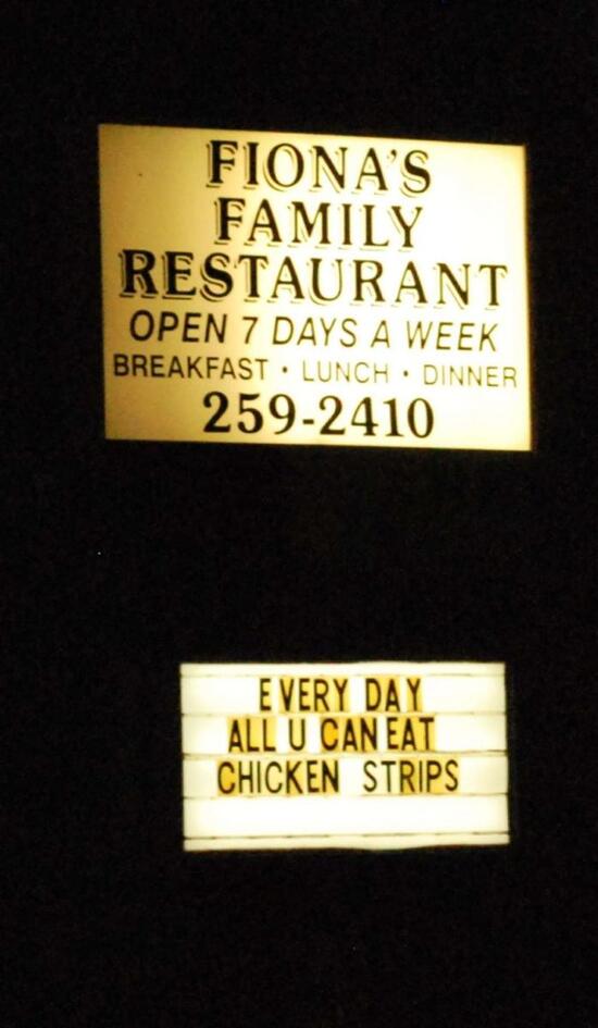 Menu at Fiona's Family Restaurant, Wood River