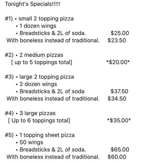 Menu at The Tipsy Tomato restaurant, Norwood