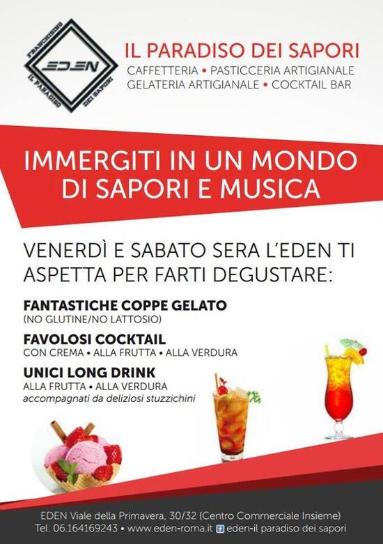 Menu at Eden Bar Roma, Rome