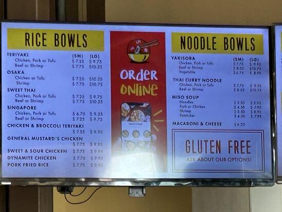 Menu at Noodle Express restaurant, Hayden