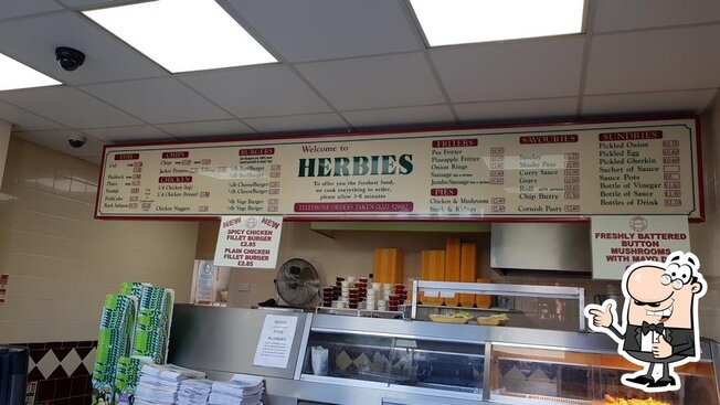 Menu at Herbies Fish & Chips restaurant, Bournemouth, 466 Castle Ln W