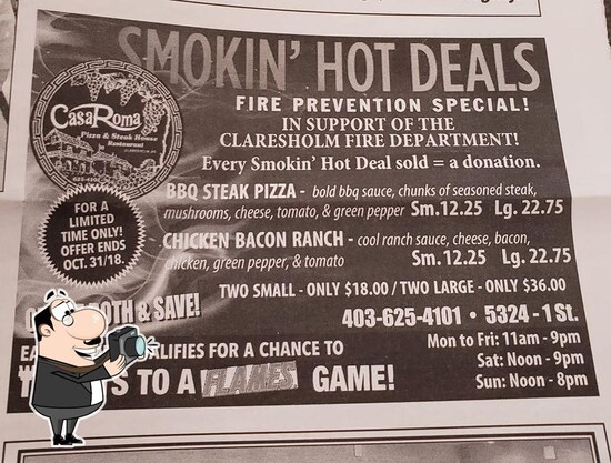 Menu at Casa Roma Restaurant, Claresholm, 1 St W