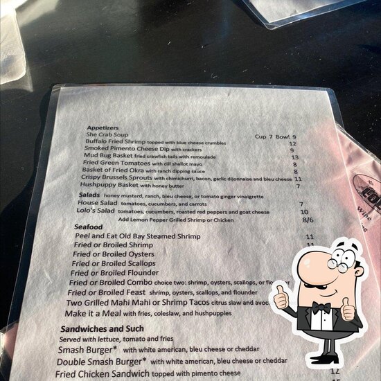 Menu at LoLo's restaurant, Charleston, Folly Rd