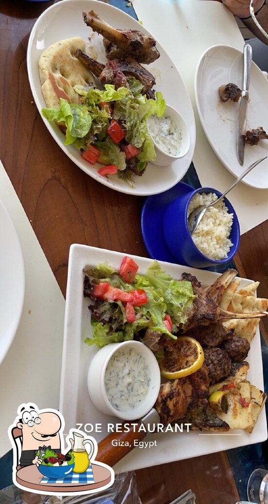 Menu at Zoe restaurant, Giza