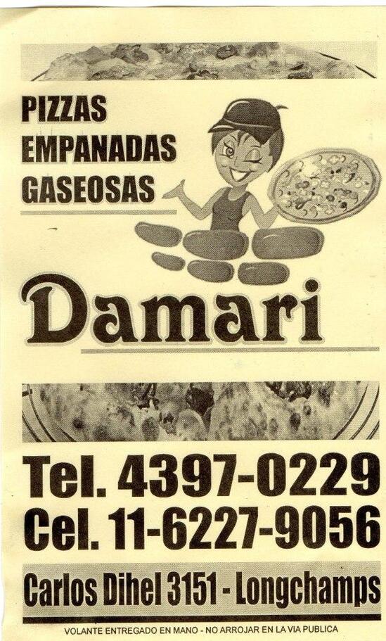 Menu at Pizzeria Damaris, Longchamps