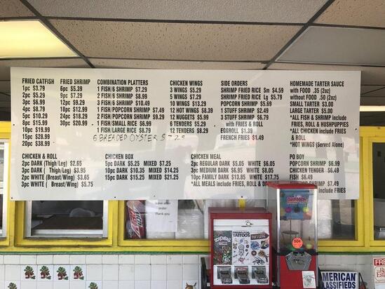 Menu at Mary's Chicken restaurant, Shreveport