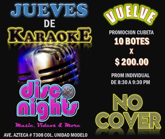 Menu at Disco Nights pub & bar, Monterrey