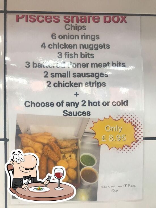Menu at Pisces fish bar, South Anston