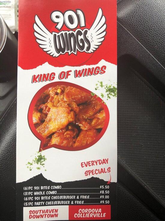 Menu at 901 Wings Cordova restaurant, Memphis, N Germantown Pkwy