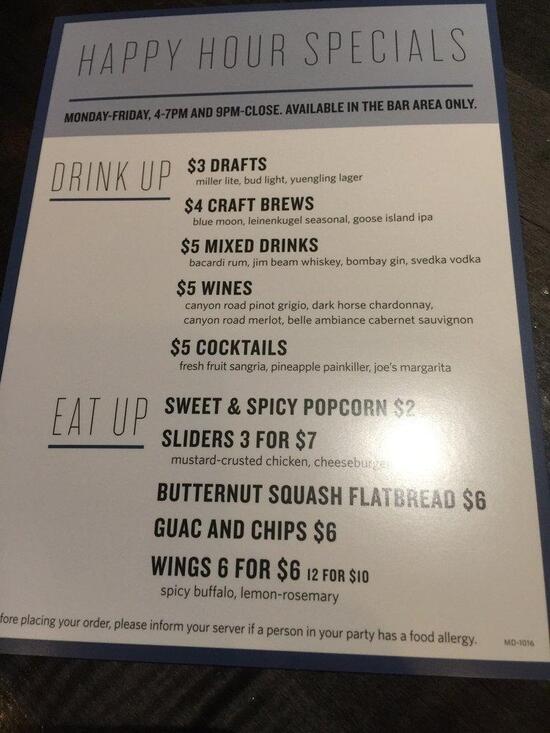 Menu at Not Your Average Joe's pub & bar, Bethesda, Old Georgetown Rd