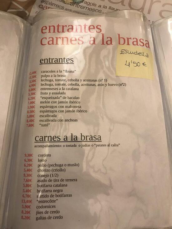 Menu at Restaurant Can Punyetes, Sort
