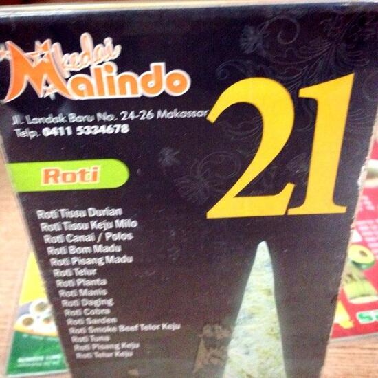 Menu at Kedai Malindo restaurant, Makassar, Jl. Andi Djemma No.24-26