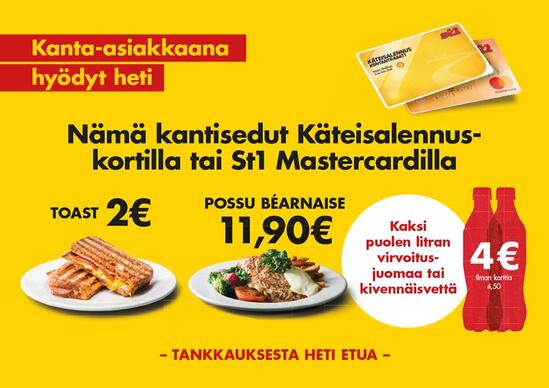 Menu at Shell Parkano restaurant, Finland, Pahkalantie 2