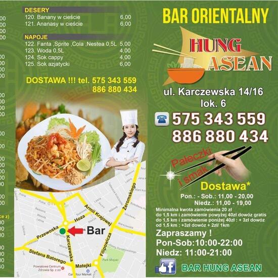 Menu at BAR HUNG ASEAN, Otwock