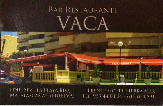 Menu at VACA restaurant, Matalascañas