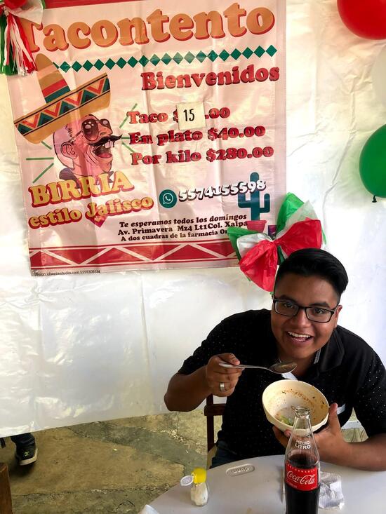 Menu at Birria Tacontento restaurant, Mexico