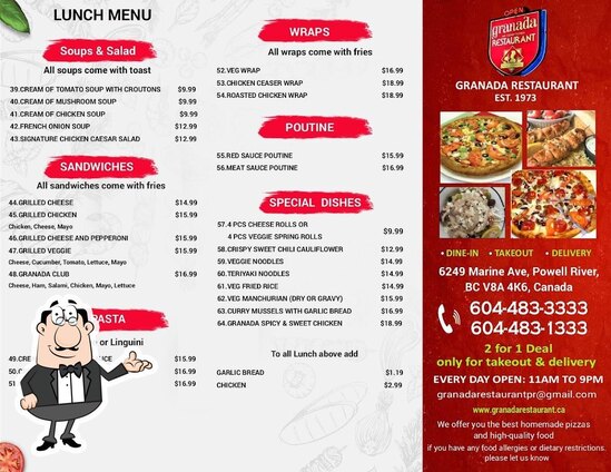 Granada Restaurant, Powell River - Menú del restaurante, precios y reseñas