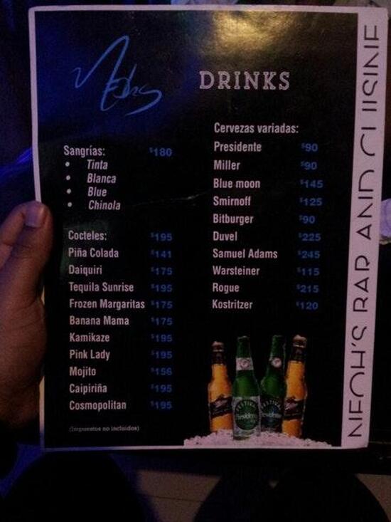Menu at Neoh's Bar & Cuisine, Santo Domingo