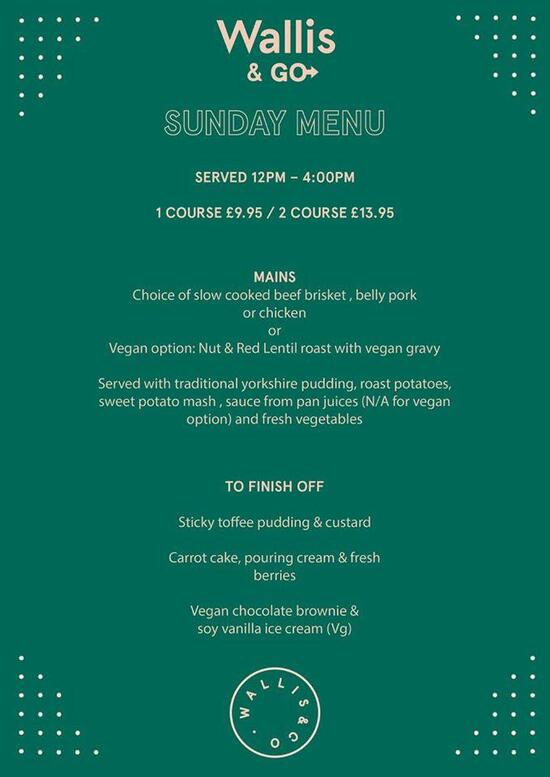 Menu at Wallis & Co restaurant, Hartlepool