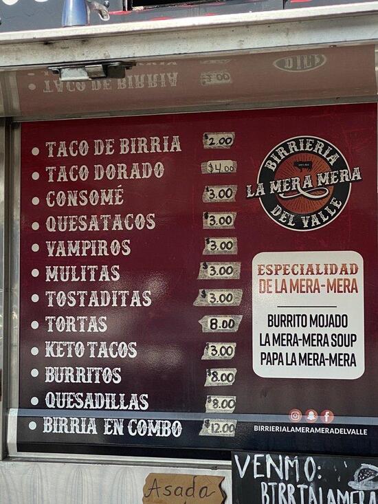 Menu at Birrieria La Mera Mera, San Fernando