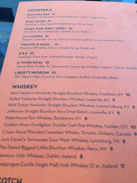 Menu at Sierra Street Kitchen and Cocktails pub & bar, Reno