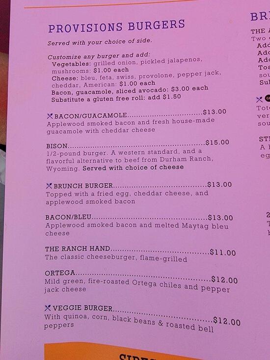 Menu at The Provision Kitchen pub & bar, Driggs