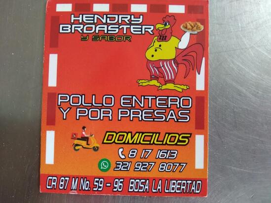 Menu at Hendry Broaster restaurant, Bogotá