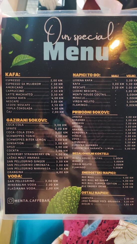 Caffe Menta, Sarajevo - Restaurant menu, prices and reviews