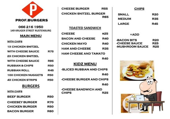 Prof.Burgers RUSTENBURG, Rustenburg - Restaurant menu, prices and reviews