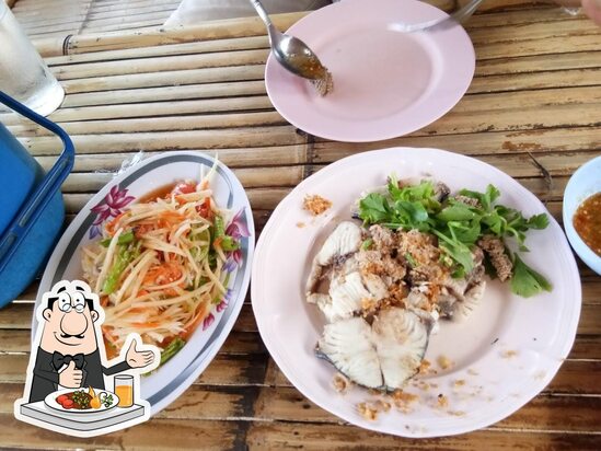 Menu at Seafood restaurant at the beach, Lamae