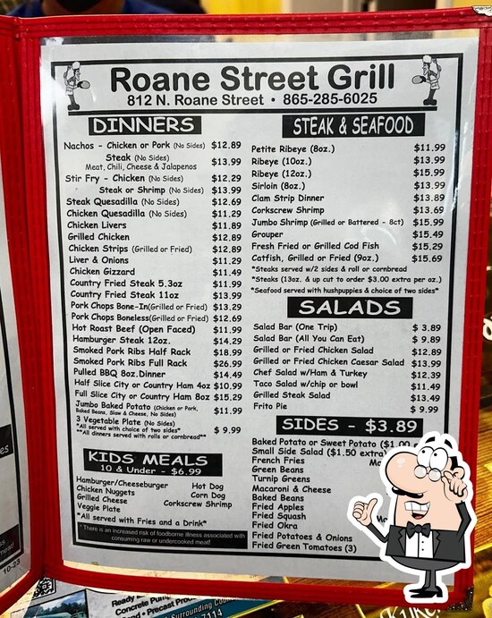 Roane Street Bar & Grill, Harriman - Restaurant menu, prices and reviews