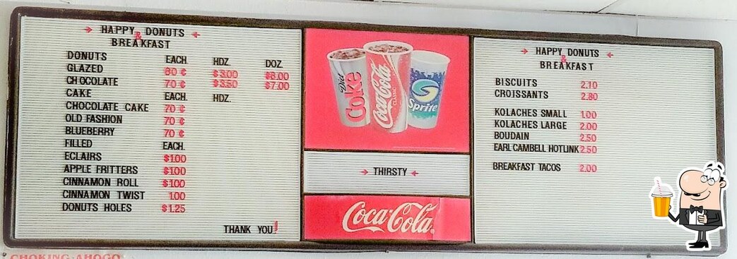 Menu at Happy Donuts & Breakfast, San Augustine