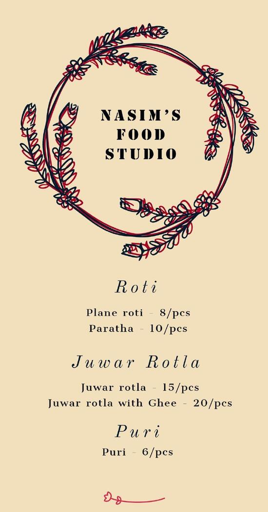 Menu at NASIM'S FOOD STUDIO, India