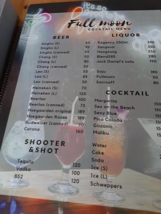 Menu at FULL MOON restaurant, Saphli