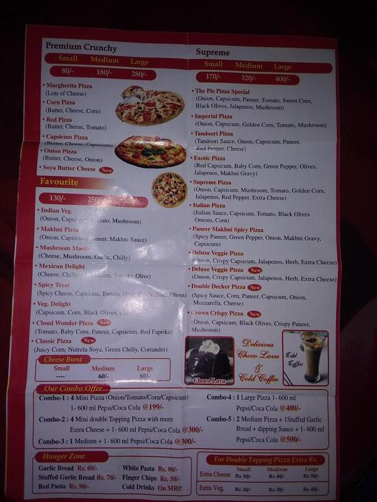 Menu at The Pie Pizza, Faridabad