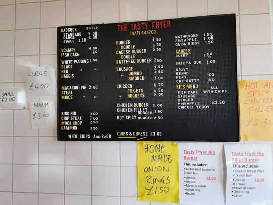 Menu at The Tasty Fryer restaurant, New Deer