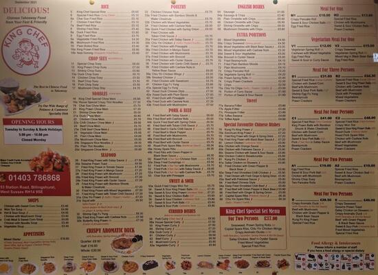 Menu at King Chef restaurant, Billingshurst