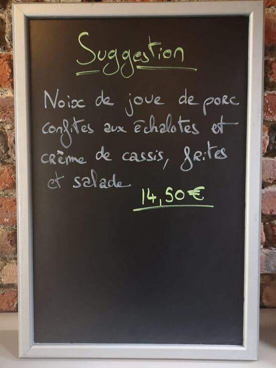 Menu at Bacchus restaurant, Croix
