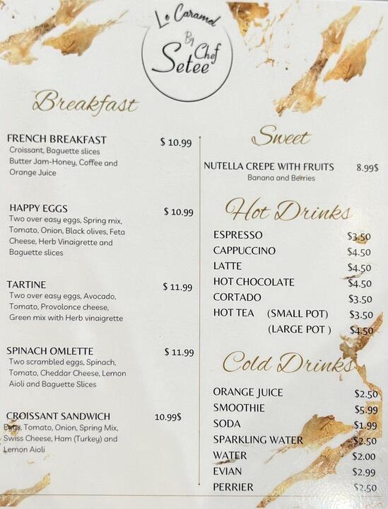 Menu at Le Caramel By ChefSetee restaurant, Orlando