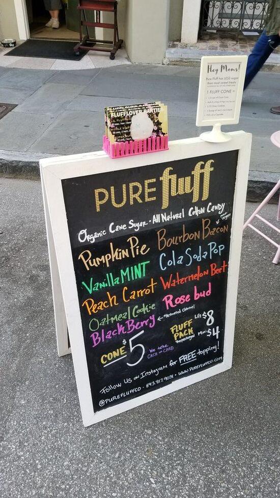 Menu at Pure Fluff desserts, Charleston