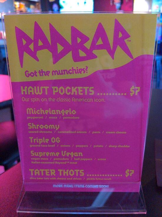 Menu at RADBAR, Oklahoma City