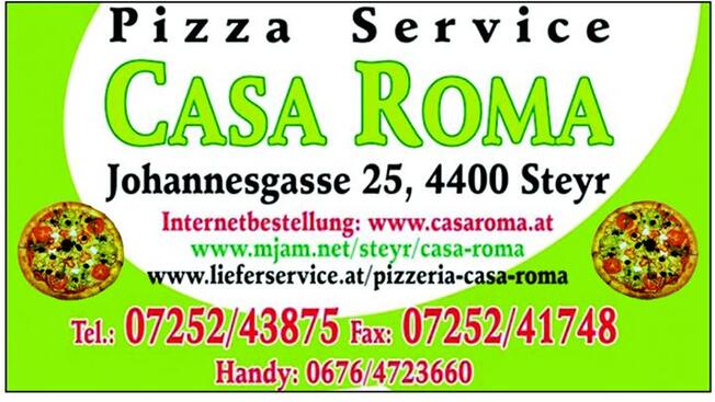 Menu at Pizzeria Casa Roma, Steyr
