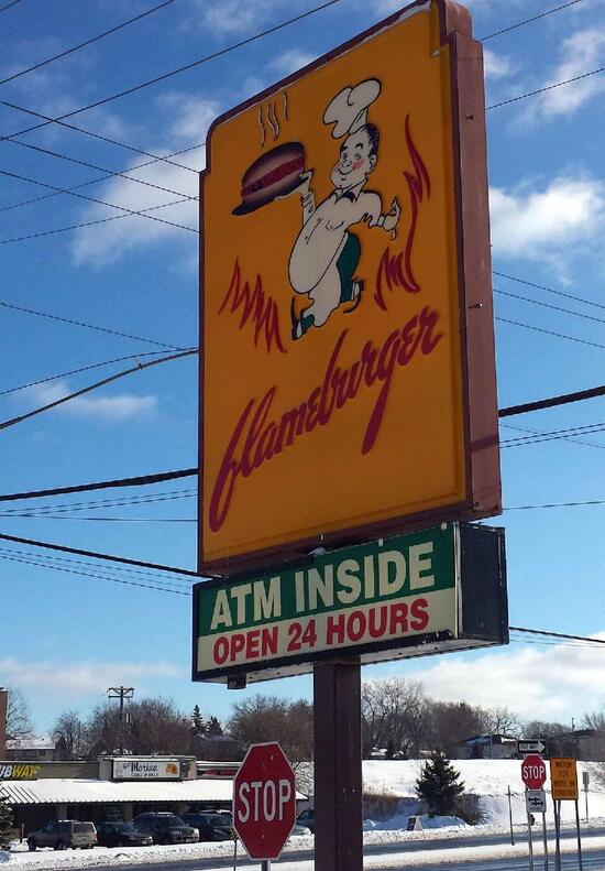 Menu at Flameburger restaurant, Minneapolis