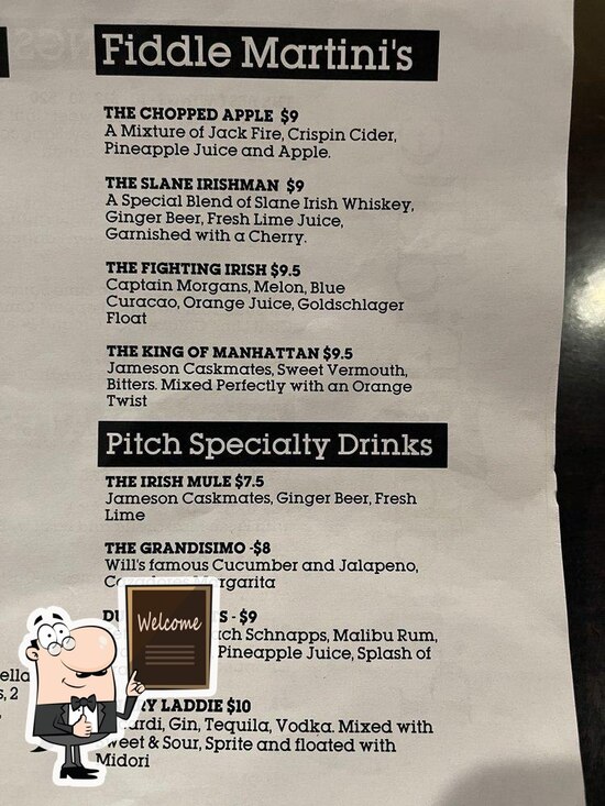 Menu at Pitch and Fiddle pub & bar, Sacramento