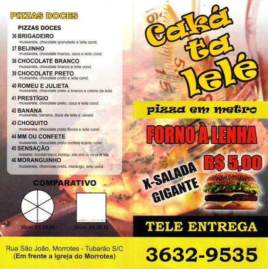 Menu at Caka Ta Lele, Tubarão