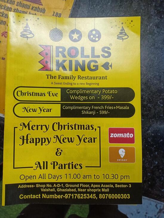 Menu at Rolls King, Ghaziabad, Shop A-D-1