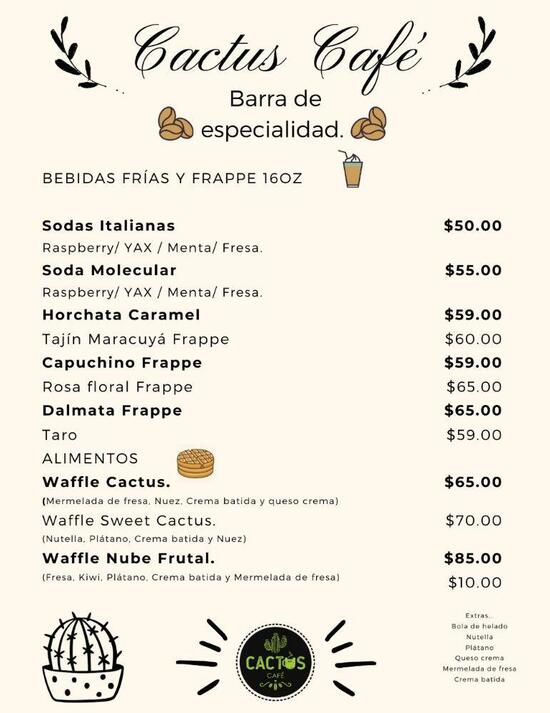 Menu at Cactus café, Oaxaca