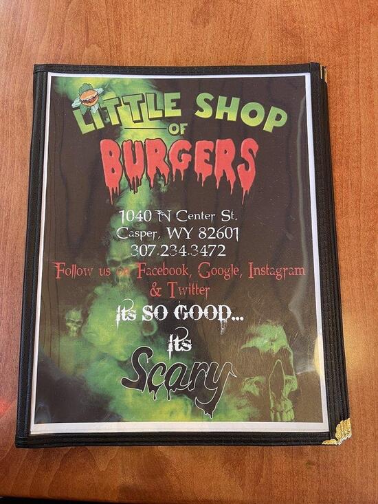 Menu at Little Shop of Burgers restaurant, Casper